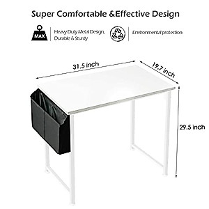Lufeiya White Computer Desk - Small Student Kids Study Writing Table for Home Office Bedroom Small Spaces 32 Inch Modern Mini Laptop PC Desks,White