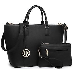 Dasein Women Satchel Purse Handbag Shoulder Bag Work Tote Bag with Matching Clutch