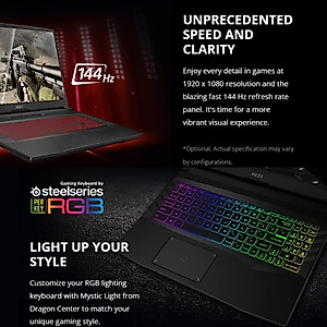 MSI Crosshair 15 Gaming Laptop, 15.6" 144Hz FHD IPS Display, Intel Core i7-11800H, 16GB DDR4 RAM, 512GB NVMe SSD, NVIDIA GeForce RTX 3050, RGB Backlit Keyboard, Windows 10 Home, TWE Mouse Pad