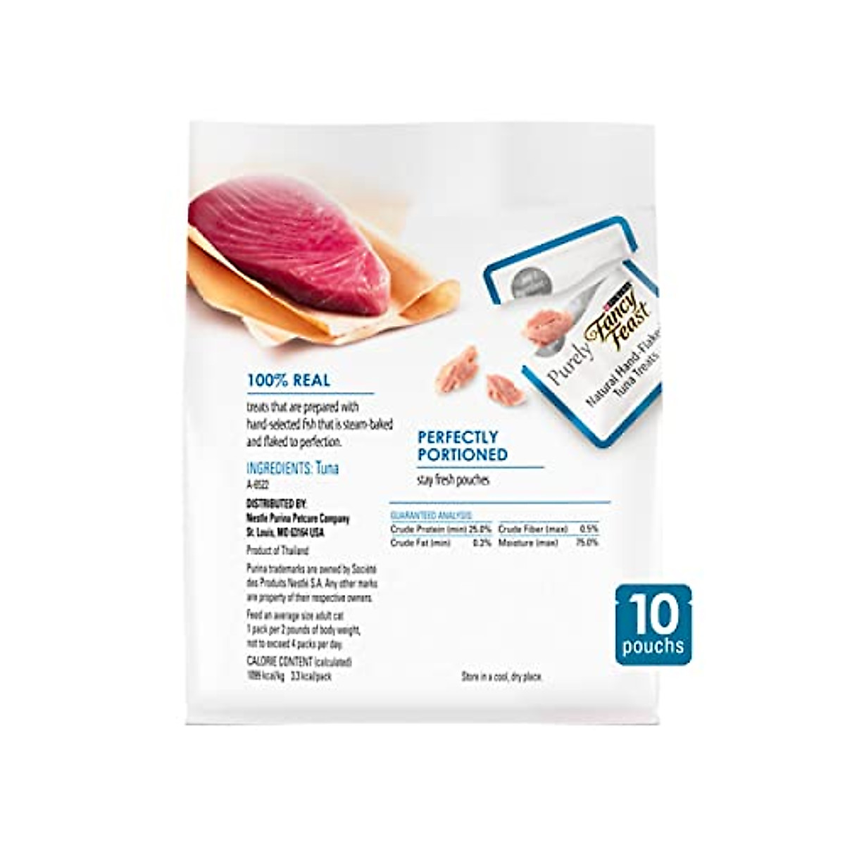 Purina Fancy Feast Natural Cat Treats, Purely Natural Hand-Flaked Tuna - (Pack of 5) 10 Ct. Pouches