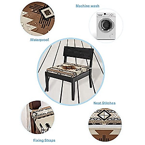 LBDOMOV Boho Western Outdoor Waterproof Cushion Chair Cover Set of 4, Patio Furniture Sofa Couch Seat Cushions Protector Slipcover with Ties, Southwest Native American Indian Geometry 22''x22''x4''