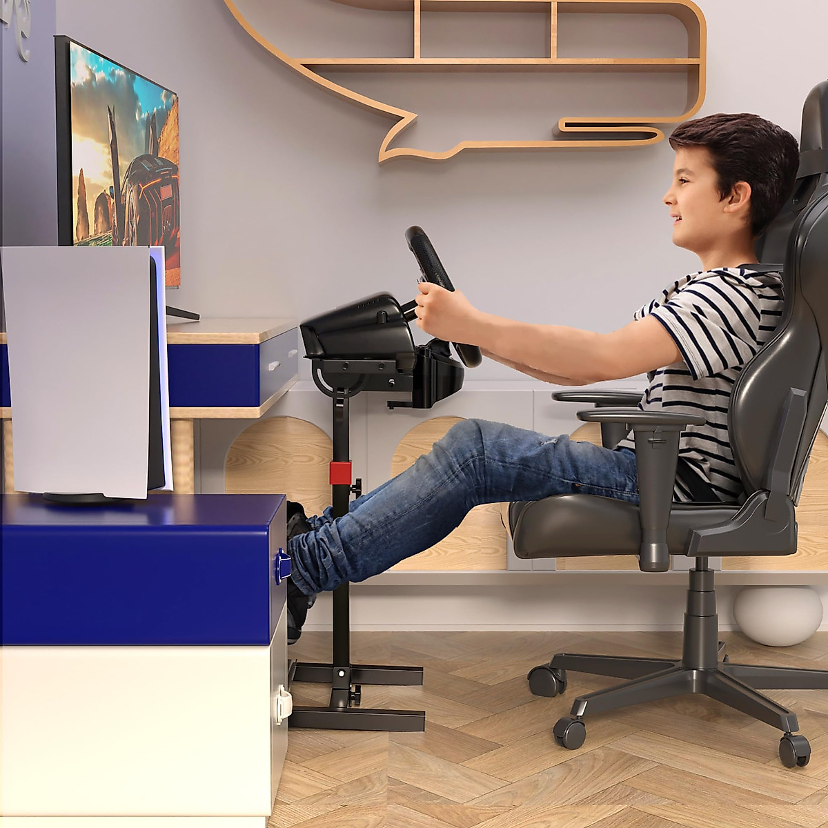 DIWANGUS Racing Wheel Stand Foldable Steering Wheel Adjustable Stand for Logitech G29 G920 G923 G27 G25 for Thrustmaster T248X T248 T300RS T150 458 TX Xbox PS4 PS5 PC