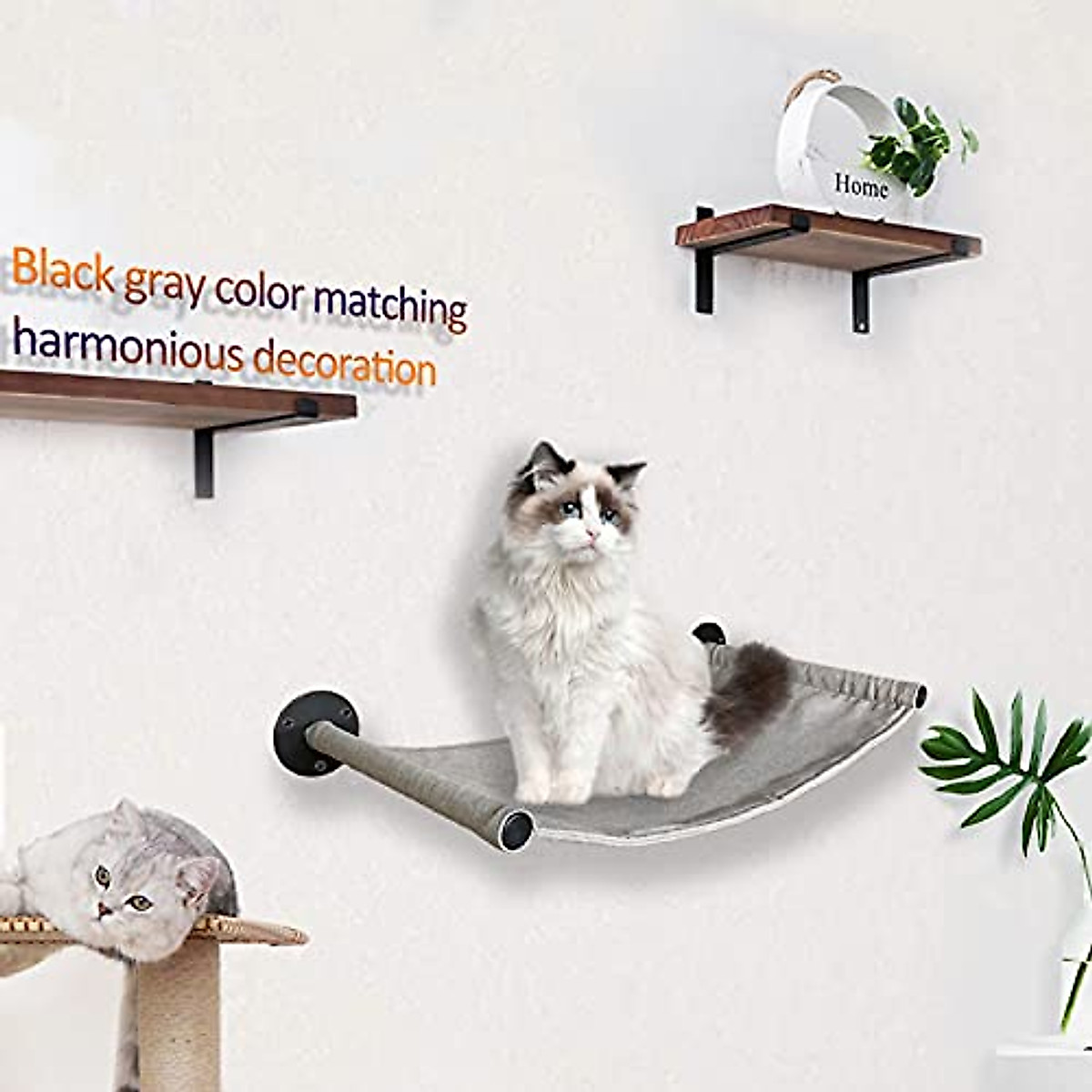 NEECONG Cat Hammock Wall Mounted Cat Wall Shelves Furniture for Sleeping, Playing, Climbing, and Lounging - Metal Bracket Easily Holds up to 45 lbs…