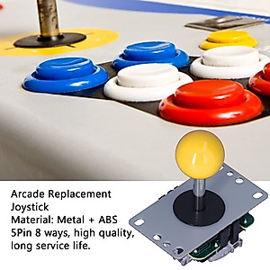 Hilitand Classic Competition 5 Pin Stick Rocker 8 Ways Joystick for PC Box 360, for PS2, for PS3 Games DIY Kit Parts Mame Jamma Game Consoles(yellow)