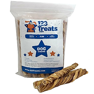 Beef Tripe Sticks for Dogs (6" - 25 Count) All Natural Dog Treats from Free Range, Grass Fed Beef Dog Chews Safe & Easily Digestible – Lasting Twist Sticks - Great for Puppies & Senior Dogs