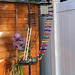 DS. DISTINCTIVE STYLE Bird Ladder Toys Coloured Flexible Parrot Swing Bridge Wooden Cockatiel Cage Hanging Climbing Ladder (39 in (16 Steps))