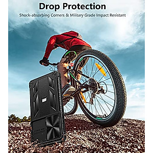 FNTCASE Military Grade Moto Edge 2022 Case: Shockproof TPU, Sturdy Kickstand & Camera Slide Cover - Black