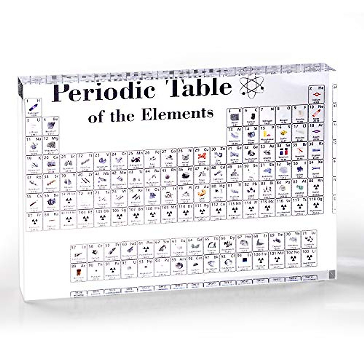 awagas Heritage Periodic Table of Elements, Acrylic Periodic Table Display with Elements, Student Teacher Gifts Crafts Desktop Ornaments Decoration (Embedded Pattern 170x120x24mm)