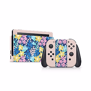 TACKY DESIGN Japanese Cherry Blossom Skin Compatible with Nintendo Switch Skin, Beige Color Skin Compatible with Nintendo Switch Skin, Vinyl 3m Sticker, Full wrap Cover (Vibrant Garden Beige)