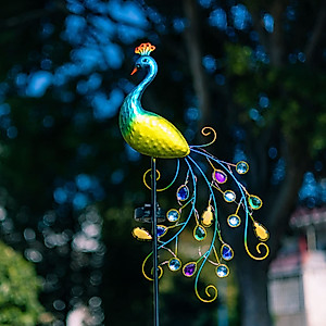 Viveta Metal Peacock Solar Light Outdoor, Waterproof Peacock Solar Lights Stake for Garden Yard Lawn Patio Decorations