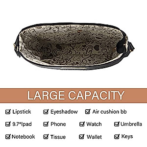 Hibala Womens Hollow Out Crossbody Handbag Hobo bag PU Bucket Bag Shoulder Bag (Black)