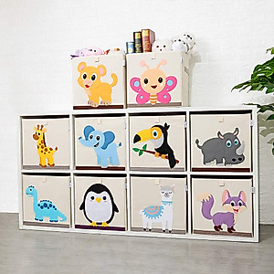 CLCROBD Foldable Animal Cube Storage Bins Fabric Toy Box/Chest/Organizer for Kids Nursery, 13 inch (Rhino)