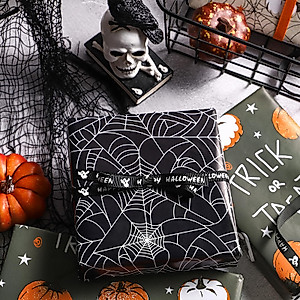 LeZakaa Halloween Wrapping Paper Roll - Mini Roll - Spooky Design with Pumpkins, Ravens, Spider Webs for Gift Wrap, DIY Craft - 17 x 120 inches - 3 Rolls (42.5 sq.ft.ttl.)