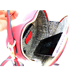 Trendeology Cute Heart Shape Girls Womens Vegan Leather Small Handle Satchel Crossbody Purse (Neon-Pink)