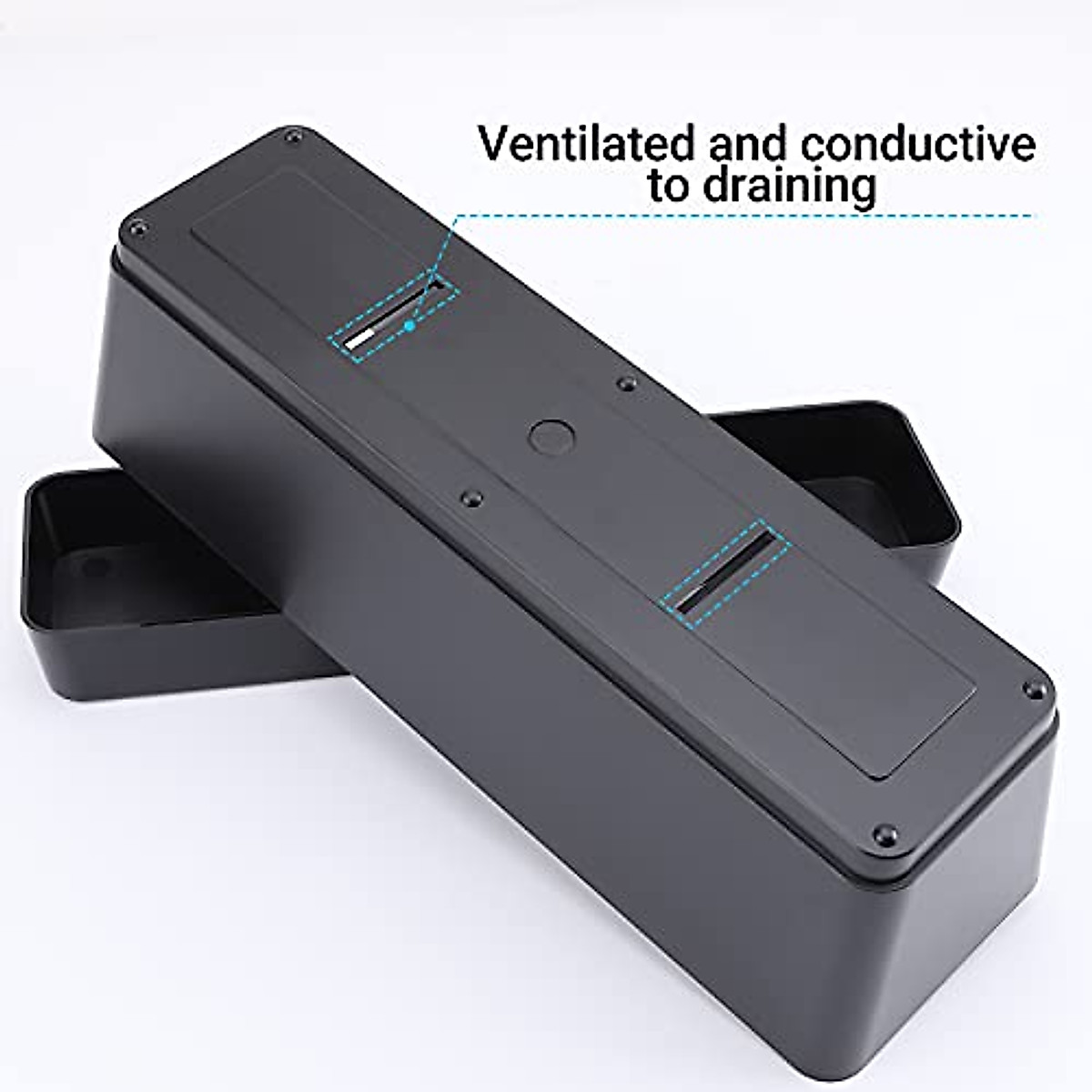 GREANER Black Rectangle Window Boxes, 3 Pack 12x3.8 Inch Herb Planters with Tray, Indoor Succulent Cactus Mint Plastic Pot for Windowsill, Garden Balcony, Office Outdoor Decoration