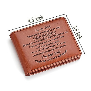YDJFCCTD Christmas and Father's Day Gift Engraved Leather Men Wallet Best Dad Gifts Daughter to Dad Biford Leather Wallets Money Clips (Dad 2)