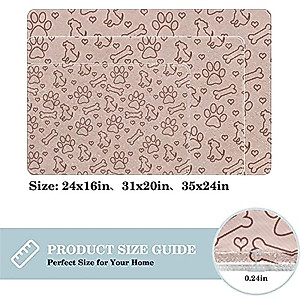 Brown Dog Paw Prints, Indoor Door Mat Durable Front Door Mats Entryway Rug Non-Slip Absorbent Area Rugs Resist Dirt Rugs for Room Decor, 24"x16"