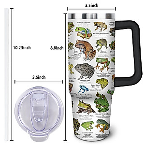 puhnhsv 30 oz Frog Tumbler with Handle and Straw, 30oz Insulated Stainless Frog Tumbler Coffee Travel Mugs Cup Water Bottle Frog Lovers Gifts for Women Girls