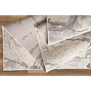 Ladole Rugs Modern Jute Backing Boundless Rustic Area Rug - Durable Home Decor 3x5 Carpet for Living Room, Bedroom, Patio, Balcony, and Office - Ivory, 4x6 (3'11" x 5'3", 120cm x 160cm)