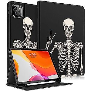 Uppuppy for Apple iPad Air 5th/4th Generation Case 10.9 Inch, for iPad Pro 11 Inch Case Pencil Holder Cute Kids Women Girls Folio Skeleton Cover for iPad Air 5 2022/4 2020/Pro 11” A2588 A2316 A2316