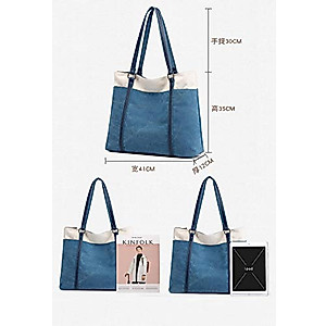 Womens Tote Bag Hobo Handbags Casual Satchel Canvas Shoulder Bag Shopper Travel Purses Blue