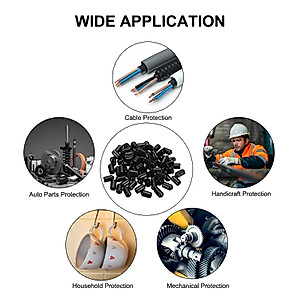 PATIKIL 7MM Vinyl Rubber End Caps, 150 Pack Flexible Bolt Screw Covers Caps Round Thread Protector Caps for Metal Tubing Rod Bolts, Black