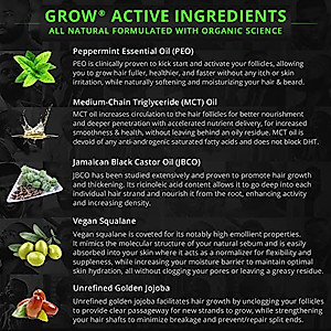 GROW Maximum XXL Hair & Beard Growth Oil For Men - Beard Serum That Fills Patches & Fix Thinning Guaranteed - Facial Hair & Scalp Treatment - Thickening Conditioner & Enhancer - USA Made