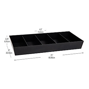 Mind Reader Snack Tray, Countertop Organizer, Snack Tray, Pantry, Breakroom, Kitchen, 24" L x 12" W x 3.25" H, Black