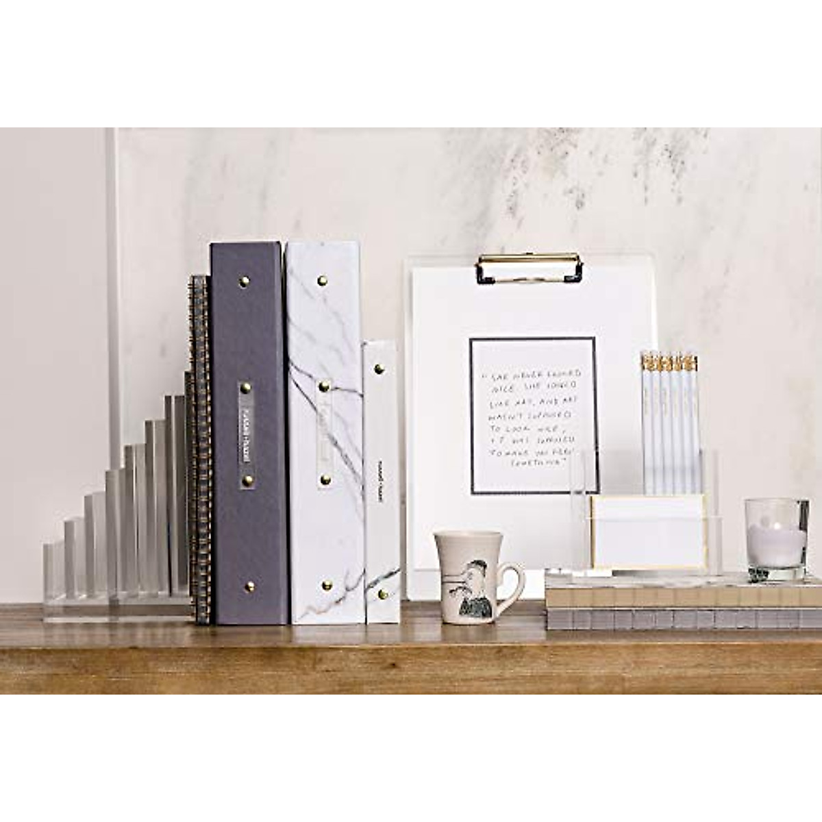 russell+hazel Acrylic Collator and Bookend, Clear, 5” x 8” x 2.5”