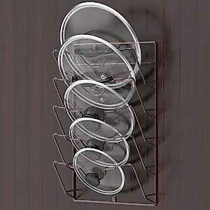 Simple Houseware Wall Door Mounted Pot Lid Rack, 9.5" Wx4.5 Dx17.2 H, Bronze Finish