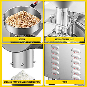 VEVOR Soybean Grinder Commercial Grinding Machine for Spices 3000W Corn Mill Grinder 50-60 KG/H Stainless Steel Corn Grinder Industrial Flour Milling Machine for Pepper Soybean Peanut Herbs Grains