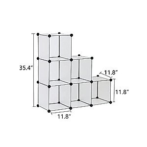 YCOCO Cube Storage Organizer,Grids Bookshelf,Modular Shelving Units, Stackable Bookcase,Plastic Bookshelf,Square Cube Storage 6-Cube Closet Organizer Storage Shelves for Home,Office, Kids Room,White