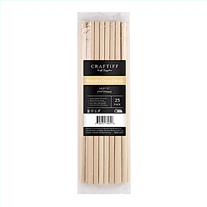 Wooden Dowel Rods 3/8 inch x 12 inch for Crafting and Macrame 25 Pack by Craftiff (Pack of 25)
