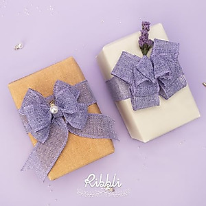 Ribbli Light Purple/Lavender Burlap Wired Ribbon,1-1/2 Inch x 10 Yard, Easter Wired Edge Ribbon for Big Bow,Wreath,Tree Decoration,Outdoor Decoration