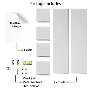 Wallniture Libro Floating Shelves U Shape Metal Wall Shelf Bookcase CDs DVD Storage and Display Home Decor White Set of 2