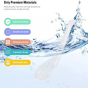 Comicfs Asian Soup Spoons 12 pieces, 12HSP-W, Large Japanese Soup Spoons, Soba Rice Pho Ramen Noodle Soup Spoons, Chinese Won Ton Soup Spoon, Hook Style (12 Spoons, White)