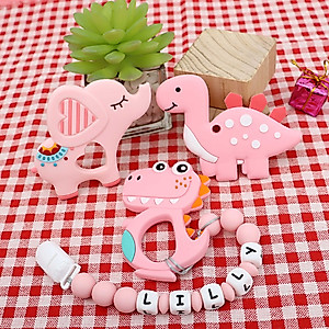 Panny & Mody Personalized Car Seat and Stroller Toys with Name, Customized Stroller Toy Clip with Name - Cute Elephant(White)
