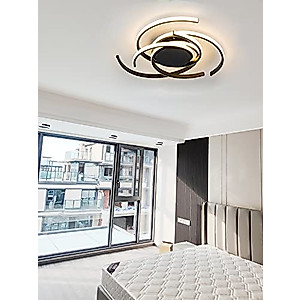 Phlilqe Modern LED Ceiling Light Dimmable Chandelier Living Room Kitchen with Remote Control Hanging Lamp, Dining Room Flush Mount Acrylic Chic Ceiling Chandeliers Lighting for Bedroom (Black, 22")