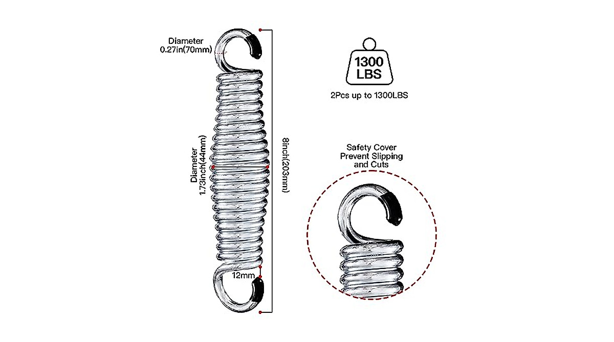 Heavy Duty Porch Swing Springs - 1300lbs Capacity