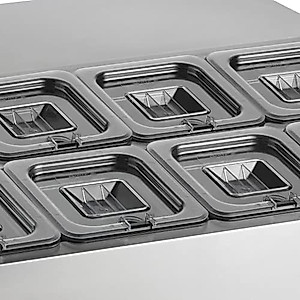 Arctic Air ACP8SQ 27.5" Compact Refrigerated Countertop Prep Unit with 8 1/6 Stainless Pans and Covers, Silver, 115v