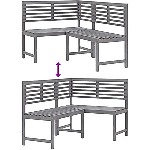 vidaXL Solid Acacia Wood Patio Corner Bench Garden Outdoor Terrace Yard Balcony Furniture Wooden Modern Lounge Bench Seating Seat 55.1"