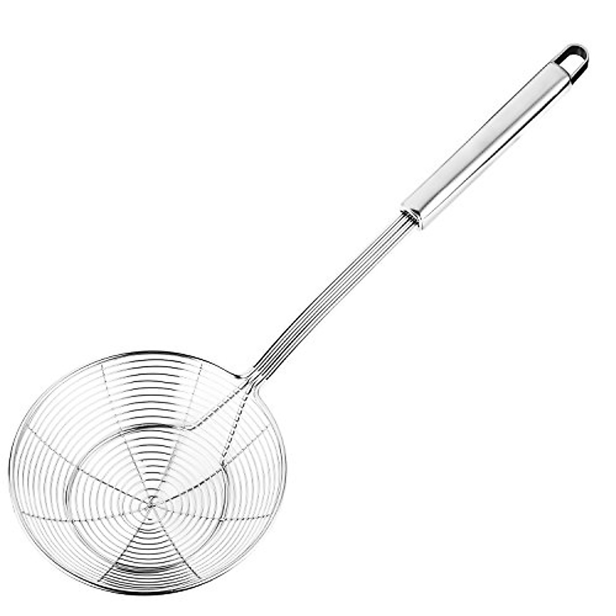 Hiware Solid Stainless Steel Spider Strainer Skimmer Ladle for Cooking and Frying, Kitchen Utensils Wire Strainer Pasta Strainer Spoon, 5.4 Inch
