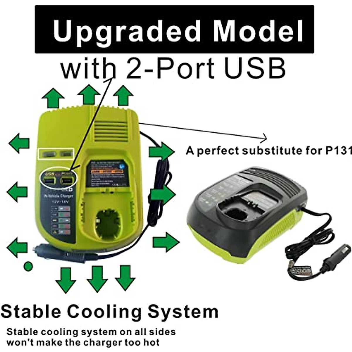 P131 One+ Portable Dual Chemistry Lithium Ion or NiCad Vehicle Charger
