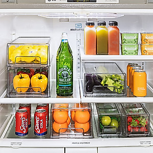 Sorbus Fridge Drawers and Rolling Storage Bin Set - Comes with 2 Large Fridge Drawers and 3-Pack of Curved Organizing Bins on Wheels