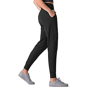 Dragon Fit Joggers for Women with Pockets,High Waist Workout Yoga Tapered Sweatpants Women's Lounge Pants (X-Large, Joggers78-Black)