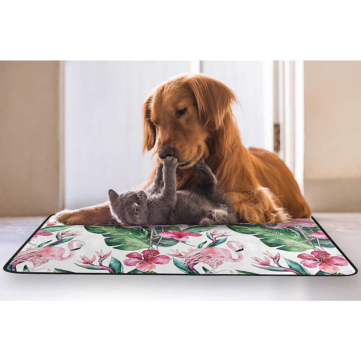 Flamingo Kitchen Rug Pink Kitchen Mats Floor Tropical Bird Soft Non Slip Anti Fatigue Bath Rug Runner Doormats Carpet for Home Decor 39 X 20 in