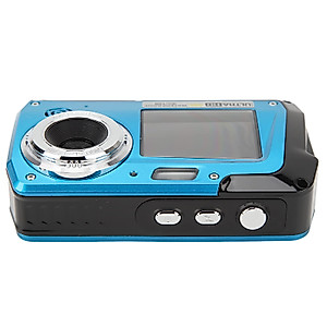 Dual Screen Digital Camera, 4K 30Fps 56MP 18X Video Recording Camera Built in Microphone, Dual Screen, Continuous Shooting, 10ft Waterproof, with 1700mAh Battery