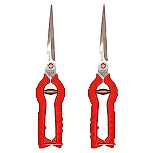 Sanung 2 PACK Multifunctional Thin Fruit Scissors, P-905 Garden Pruner Shears Cutters with Anti-Slip Grip High-Grade Spring Lock Garden Pruner for Garden Fruits Vegetables Plants Flowers