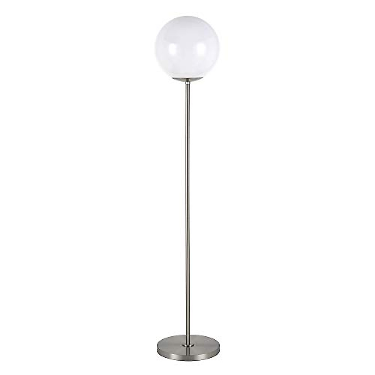 Theia Globe & Stem Floor Lamp with Plastic Shade in Brushed Nickel/White