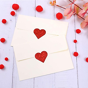 SeBeauty 1000 Red Heart Shaped Stickers, Laser Paper, 1.5'' Roll, Wedding, Valentine, Decoration Supplies